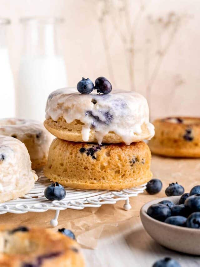 Easy Glazed Blueberry Cake Donuts – Broken Oven Baking