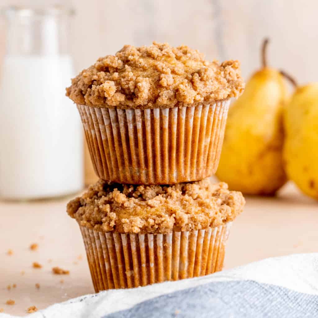 Easy Honey Pear Muffins with Cinnamon Streusel – Broken Oven Baking