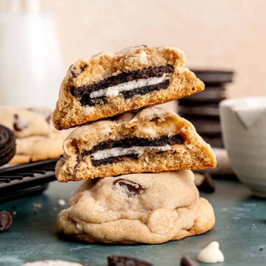 Thick Oreo Stuffed Chocolate Chip Cookies – Broken Oven Baking