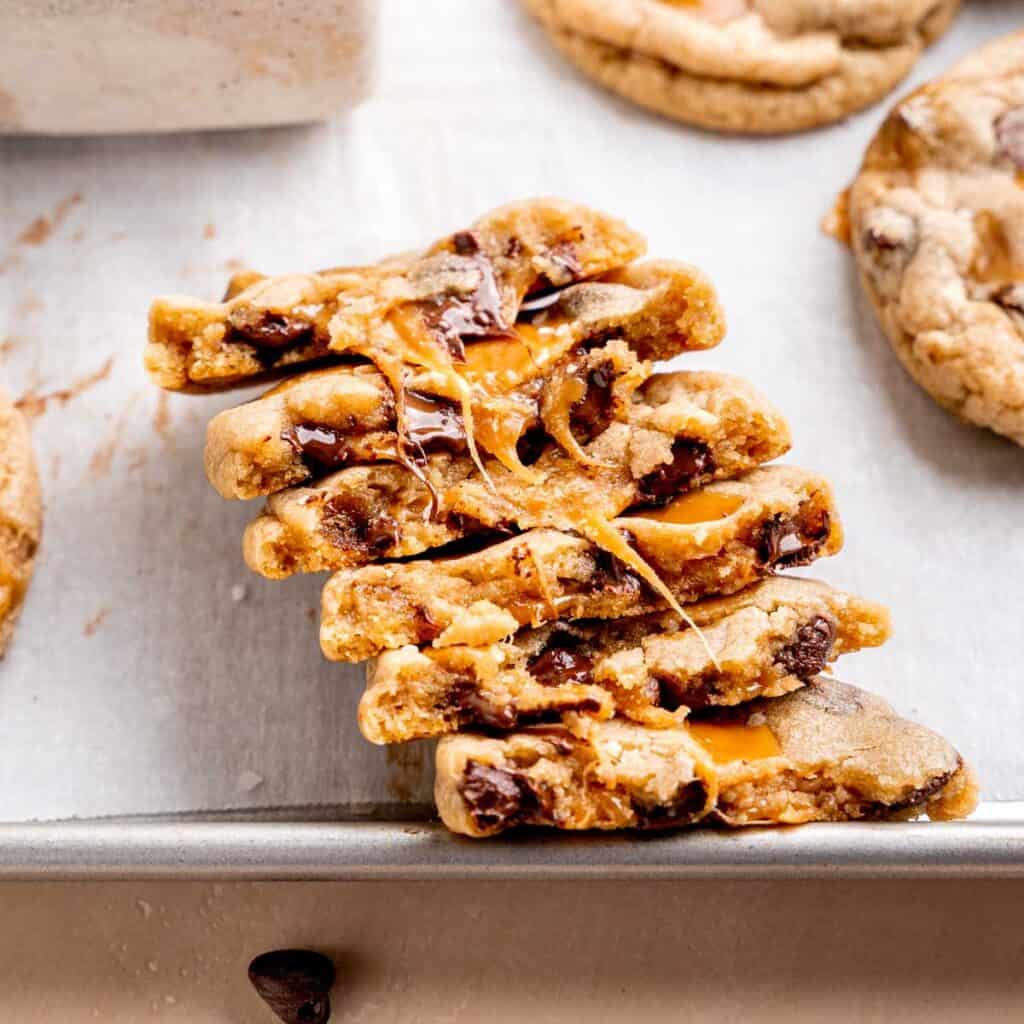 Caramel Chocolate Chip Cookies – Broken Oven Baking
