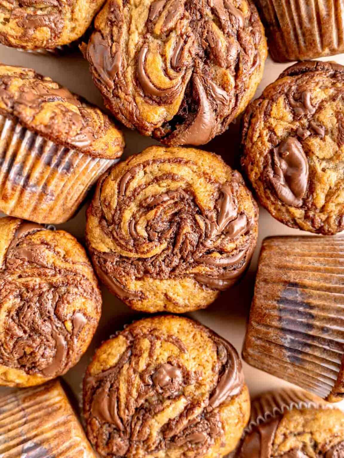 Swirled Banana Nutella Muffins – Broken Oven Baking