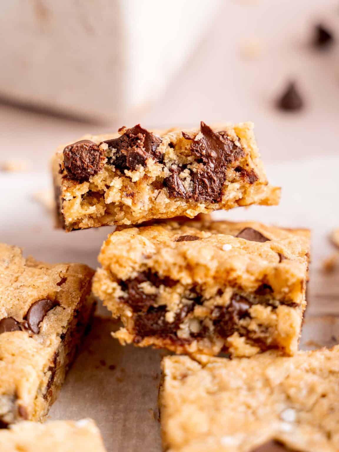 Chewy Oatmeal Chocolate Chip Cookie Bars – Broken Oven Baking